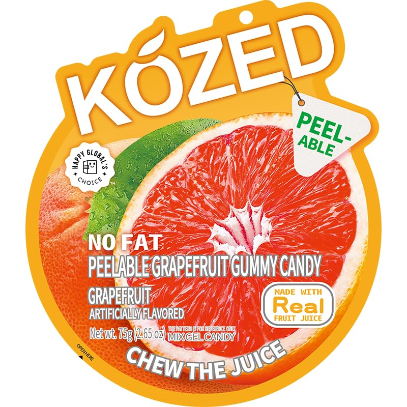 KOZED 3D Grapefruit Juice Filled Peelable Candy 2.64 oz Peg Bag | Long ...