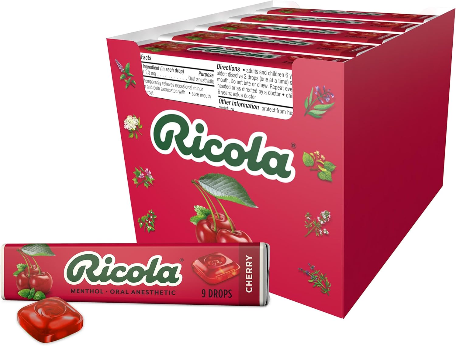 Ricola Cough Throat Drops Cherry 20 ct Tray – Long Island Candy Factory