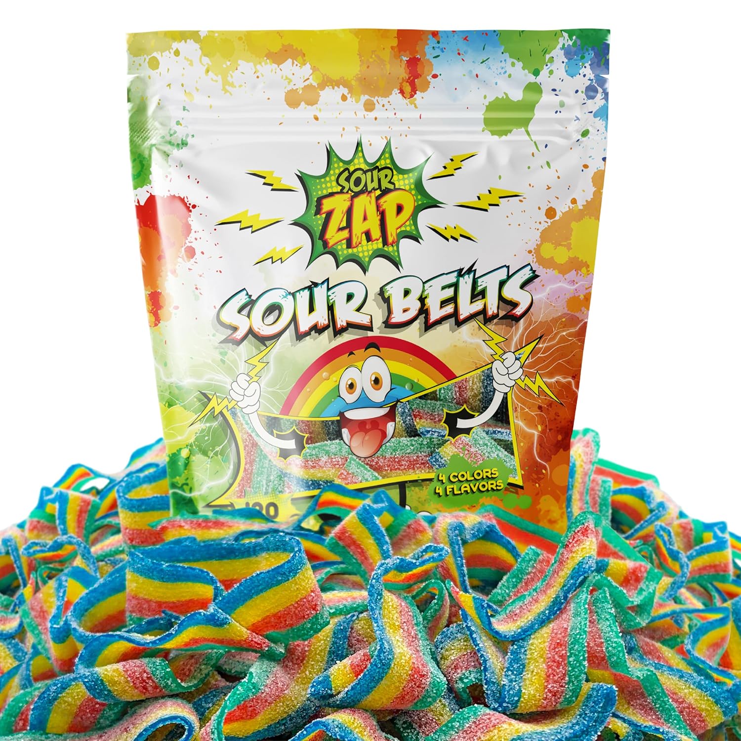 Sour Zap Sour Belts Quattro Rainbow Netherlands HUGE 8 oz Bag | Long ...