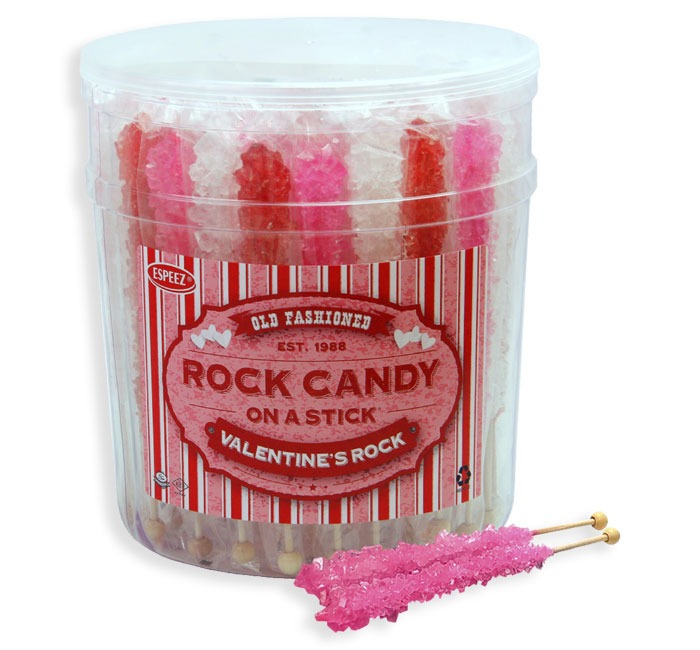 Espeez Red White Pink Valentine Rock Candy On a Stick Jar 36 ct 6.5 ...