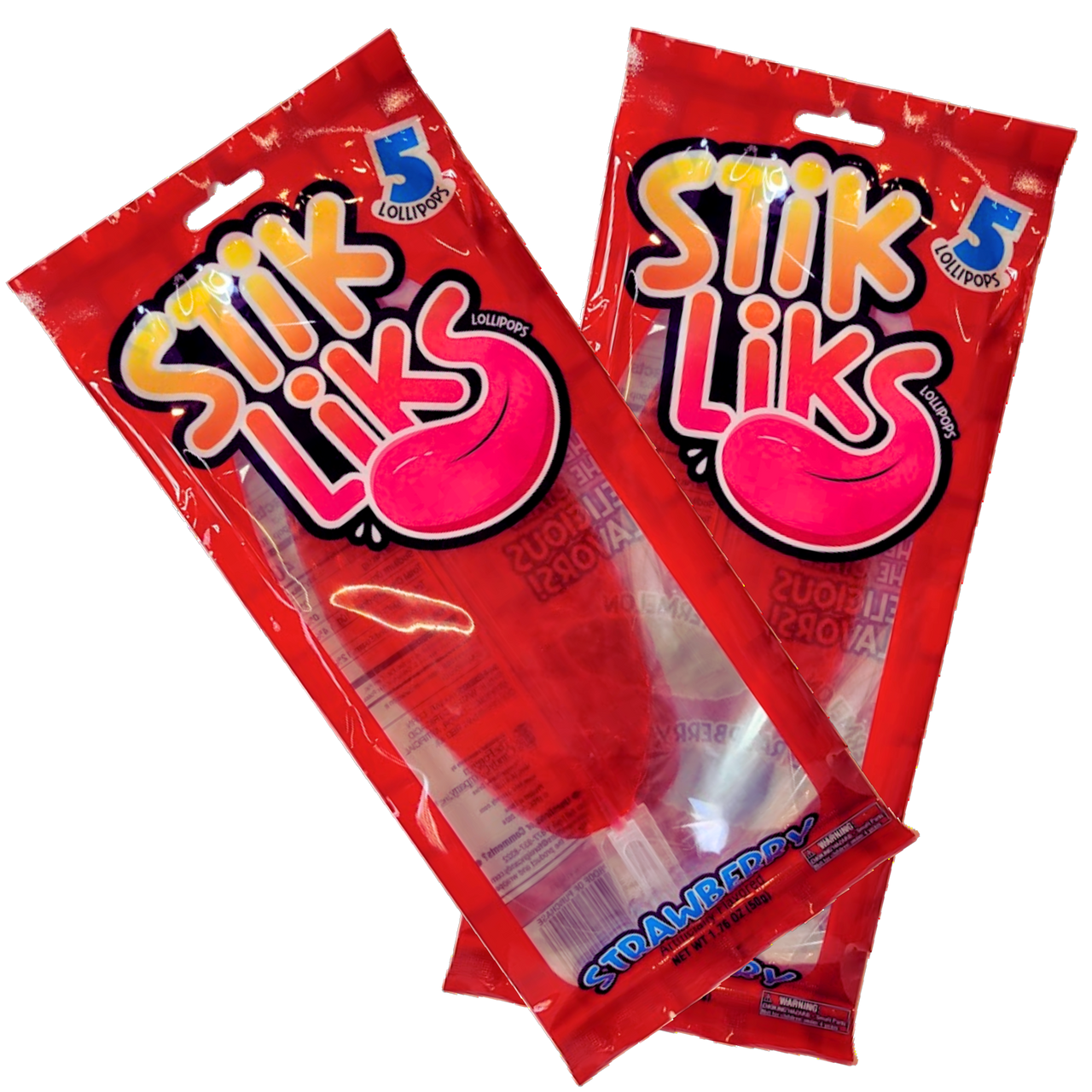 Foreign Candy Stik Liks Moldable 11" Lollipop Strawberry 5ct Peg Bag ...