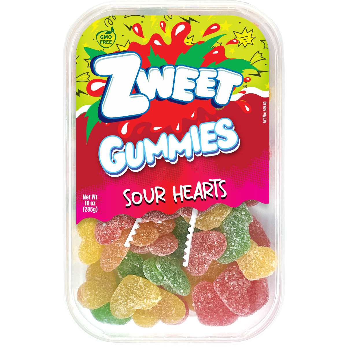 Zweet Gummy Sour Heart Tub with Tongs 10 oz 6 ct | Long Island Candy ...